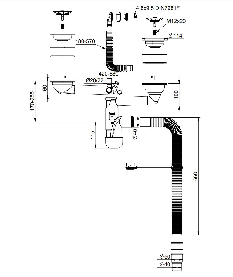 Köp Intra Vattenlås Flexloc Nivis till dubbellådor 784092 - VVS Home.se