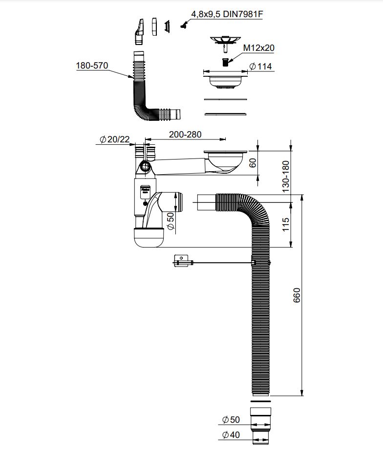 Köp Intra Vattenlås Flexloc Nivis till enkellådor 784090 - VVS Home.se